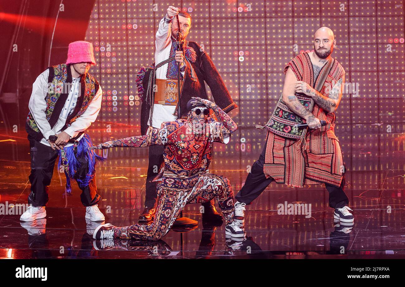 Turin, Italy. 10th May, 2022. Kalush Orchestra from Ukraine performs ...