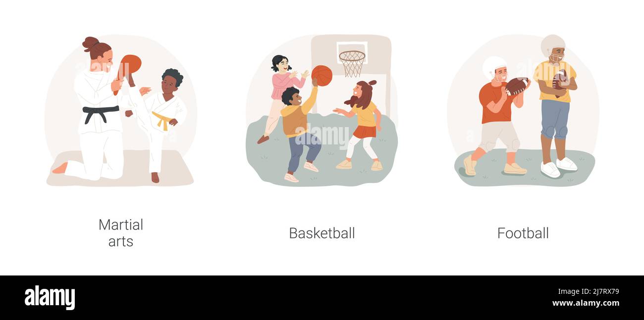 School sport electives isolated cartoon vector illustration set ...