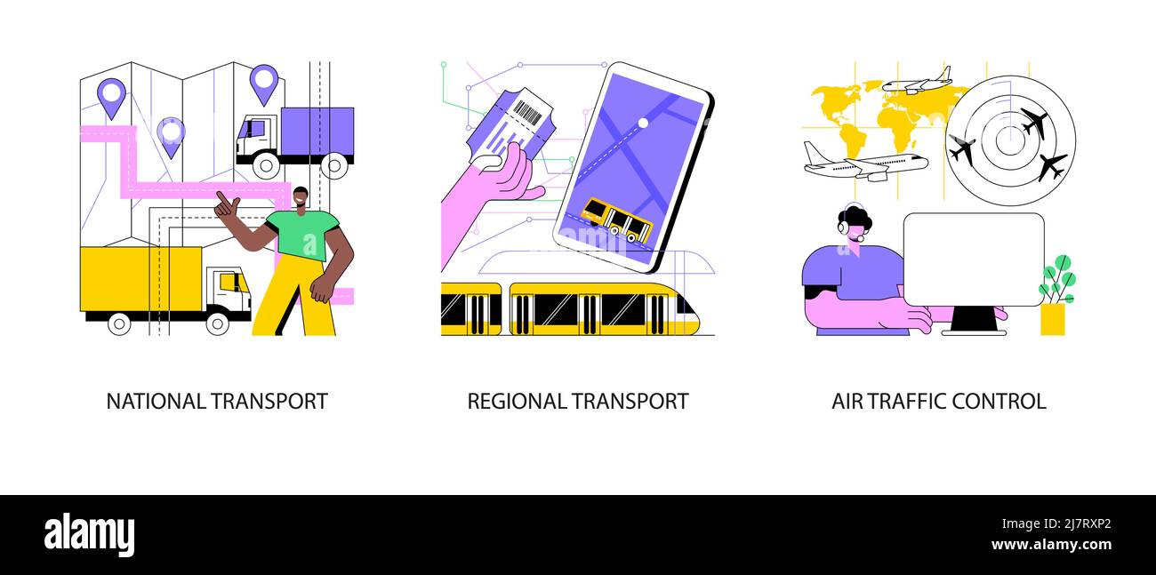 Transportation system abstract concept vector illustration set ...