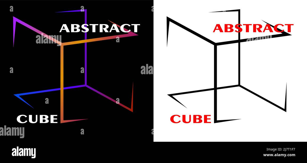 abstract minimal cube logo of lines in two versions 1 Stock Vector ...