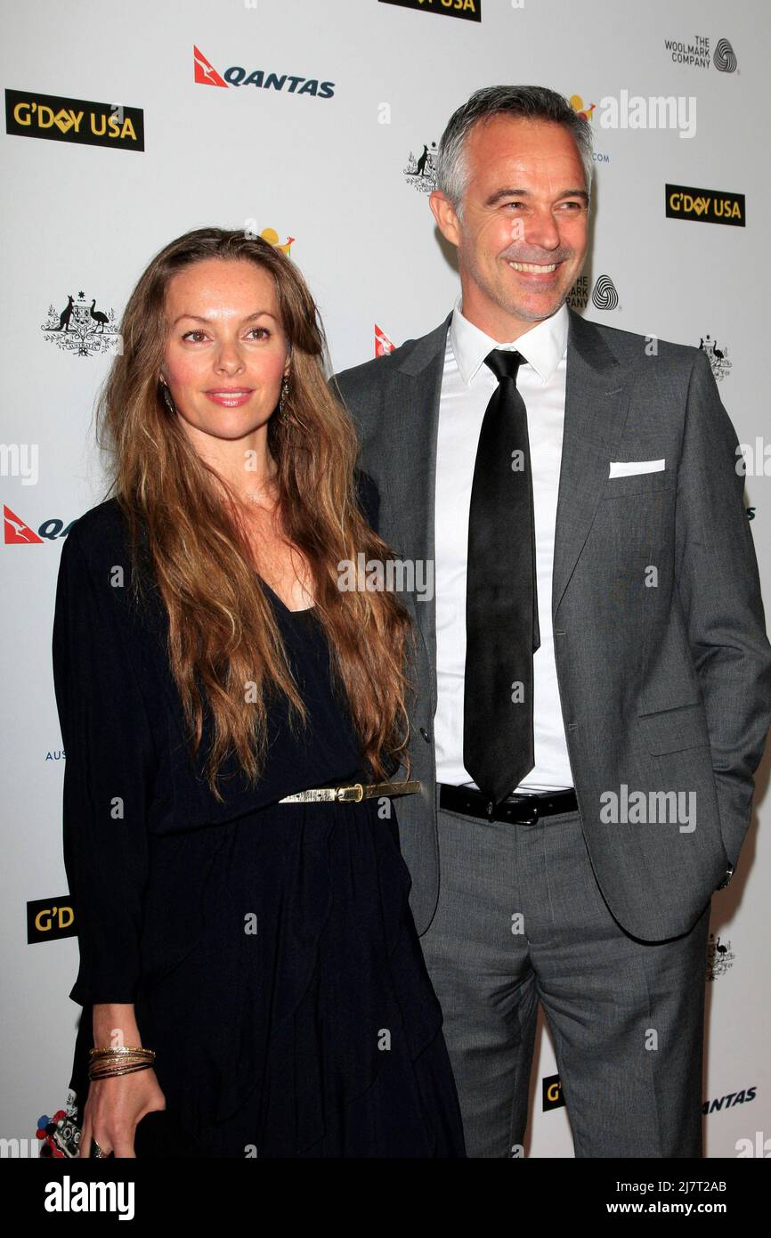 LOS ANGELES - JAN 11: Alison Brahe, Cameron Daddo at the 2014 G'Day USA ...