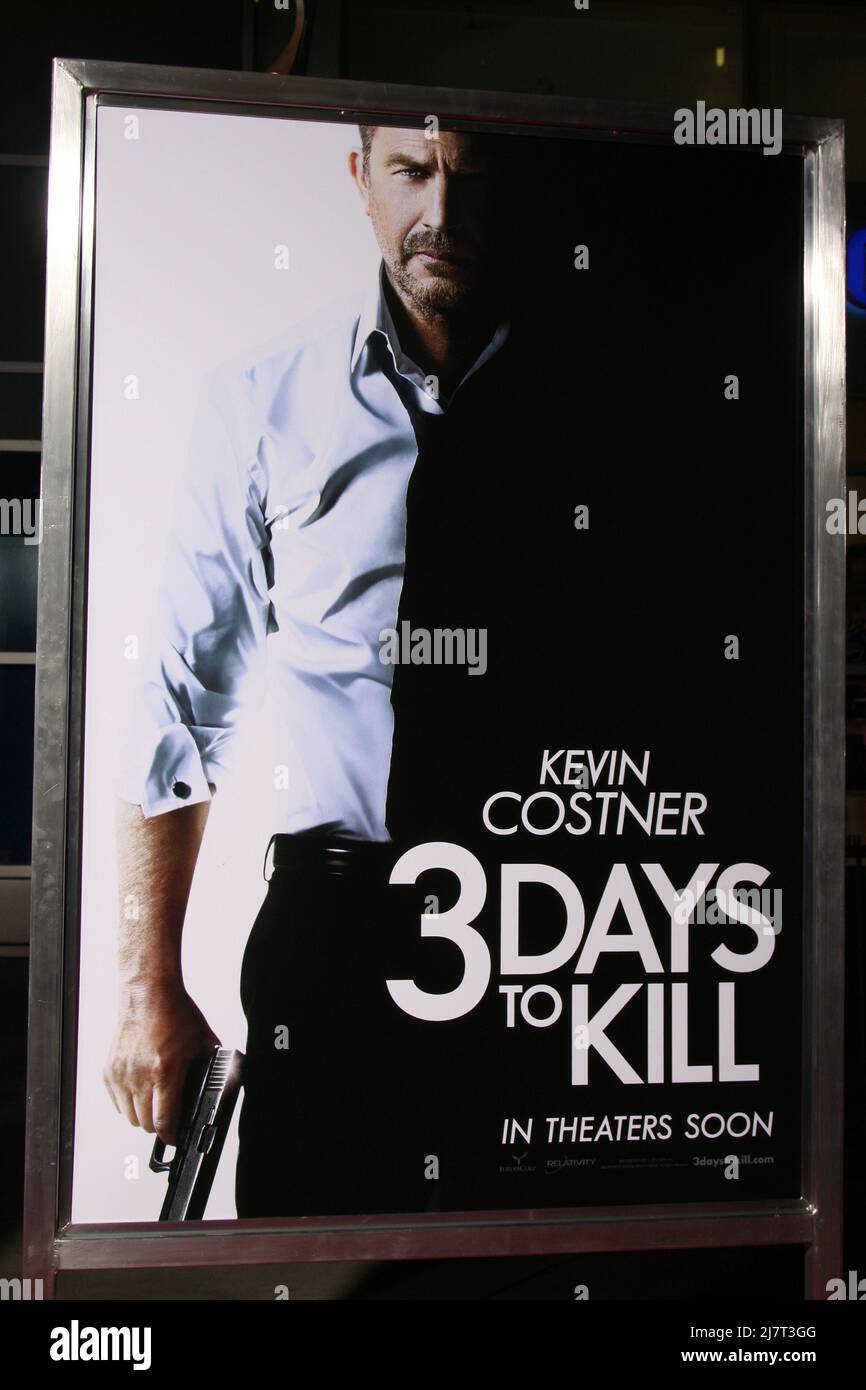 LOS ANGELES - FEB 12: 3 Days to Kill Poster at the "3 Days to Kill" LA ...