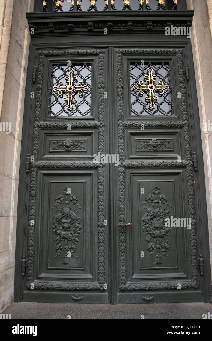 Church doors. Frederik's Church, Copenhagen, Denmark. The church was ...