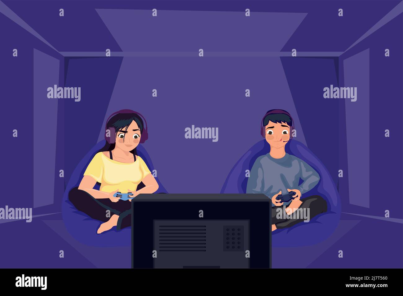 couple playing video game characters Stock Vector Image & Art - Alamy