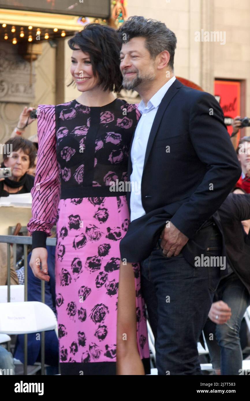 LOS ANGELES - DEC 8: Evangeline Lilly, Andy Serkis at the Peter Jackson ...