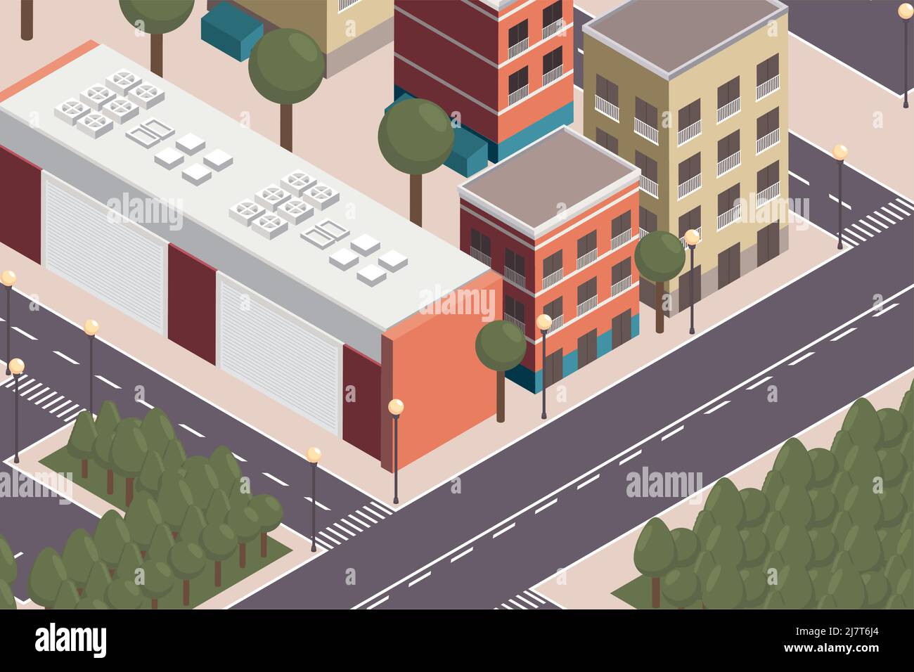 city street and trees isometric scene Stock Vector Image & Art - Alamy