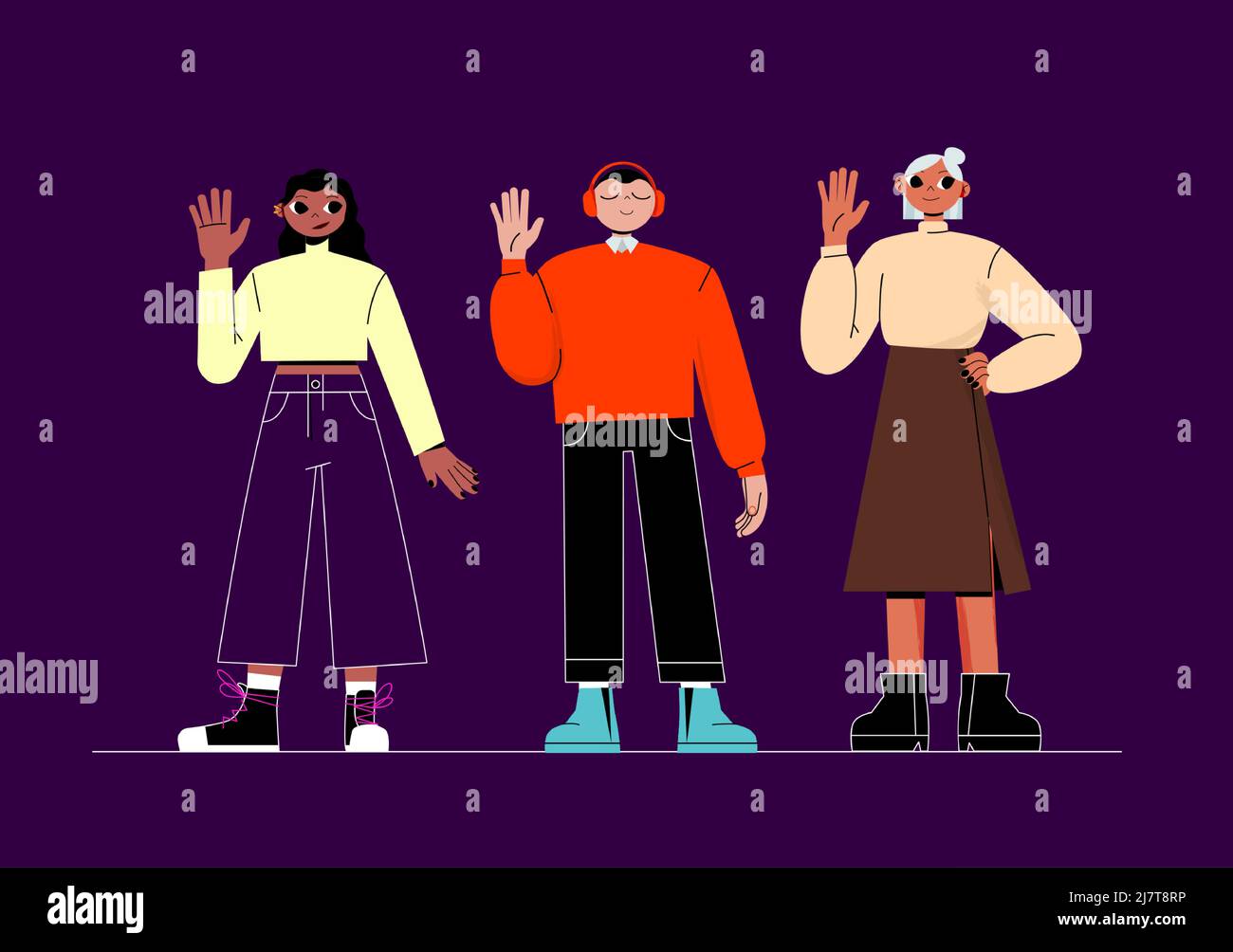 Group of different people, african american girl, caucasian man and ...