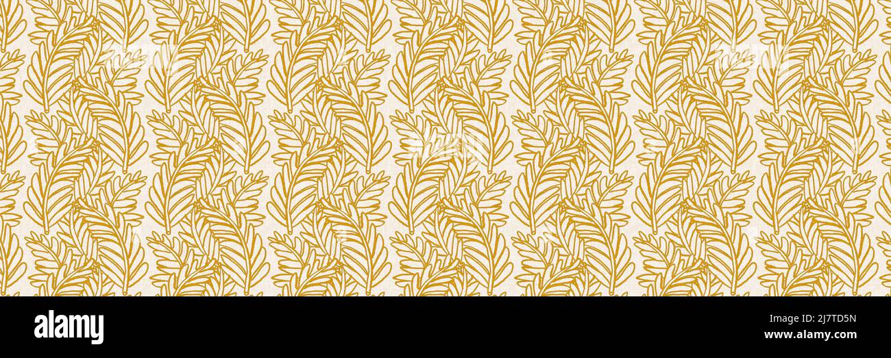 Gender neutral foliage leaf seamless raster border. Simple whimsical 2 ...