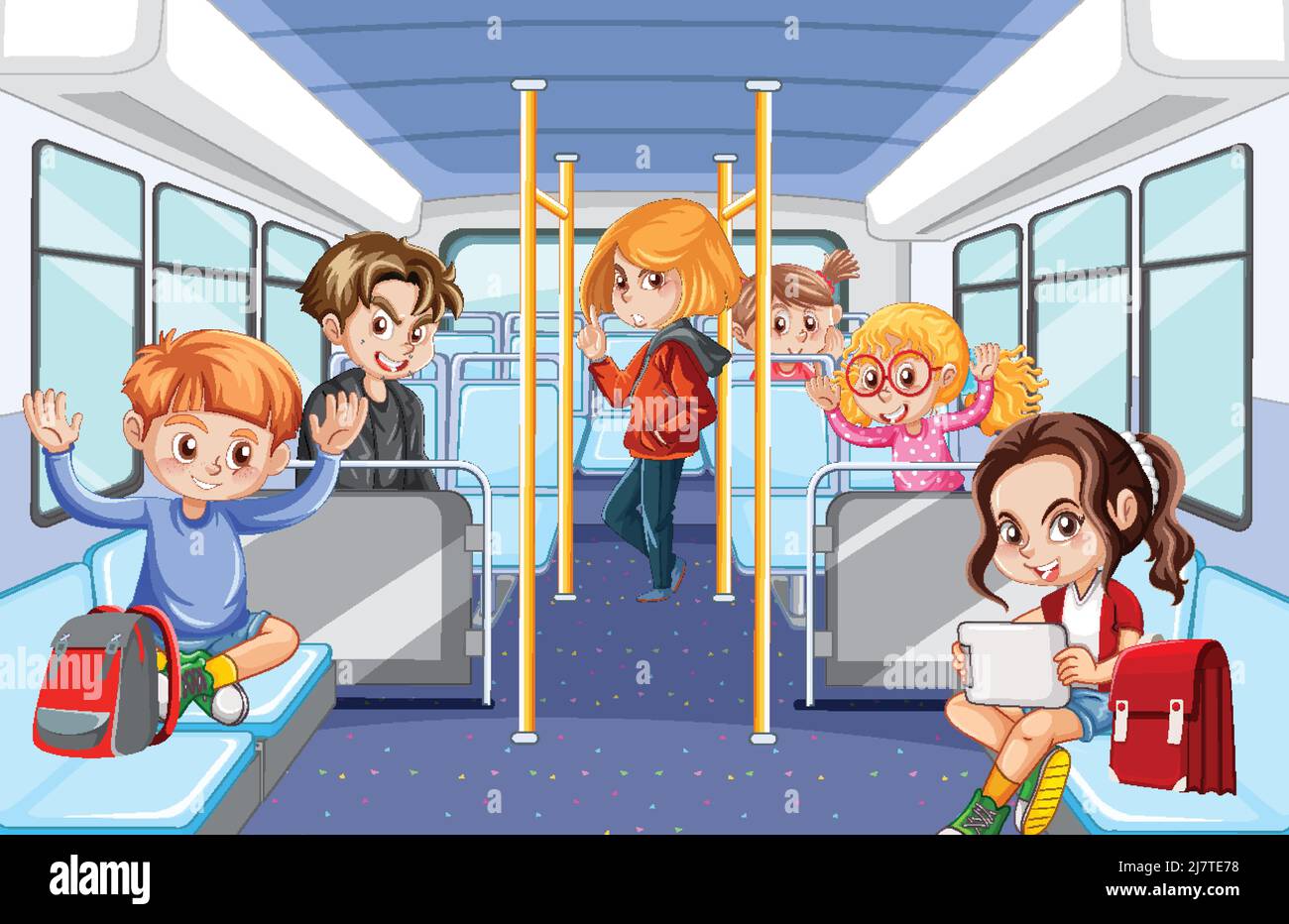 Inside bus with people cartoon illustration Stock Vector Image & Art ...