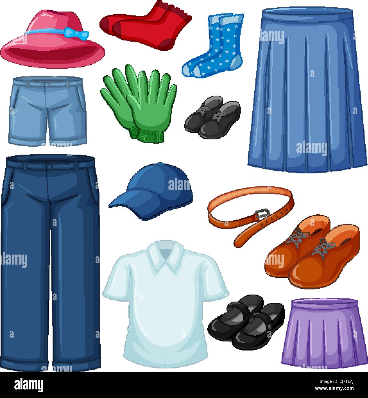 A set of different cloth on white background illustration Stock Vector ...