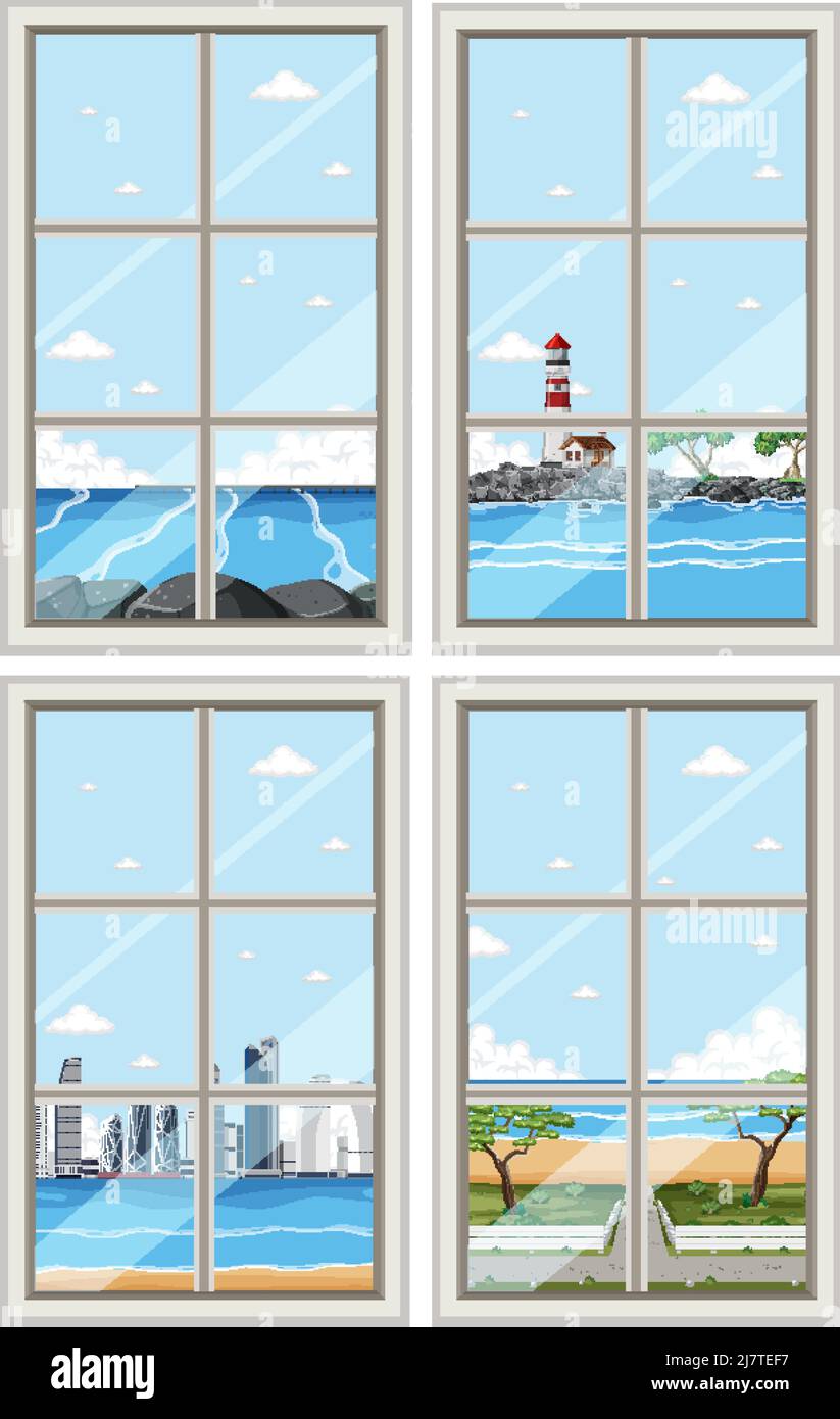 View through glass window illustration Stock Vector Image & Art - Alamy