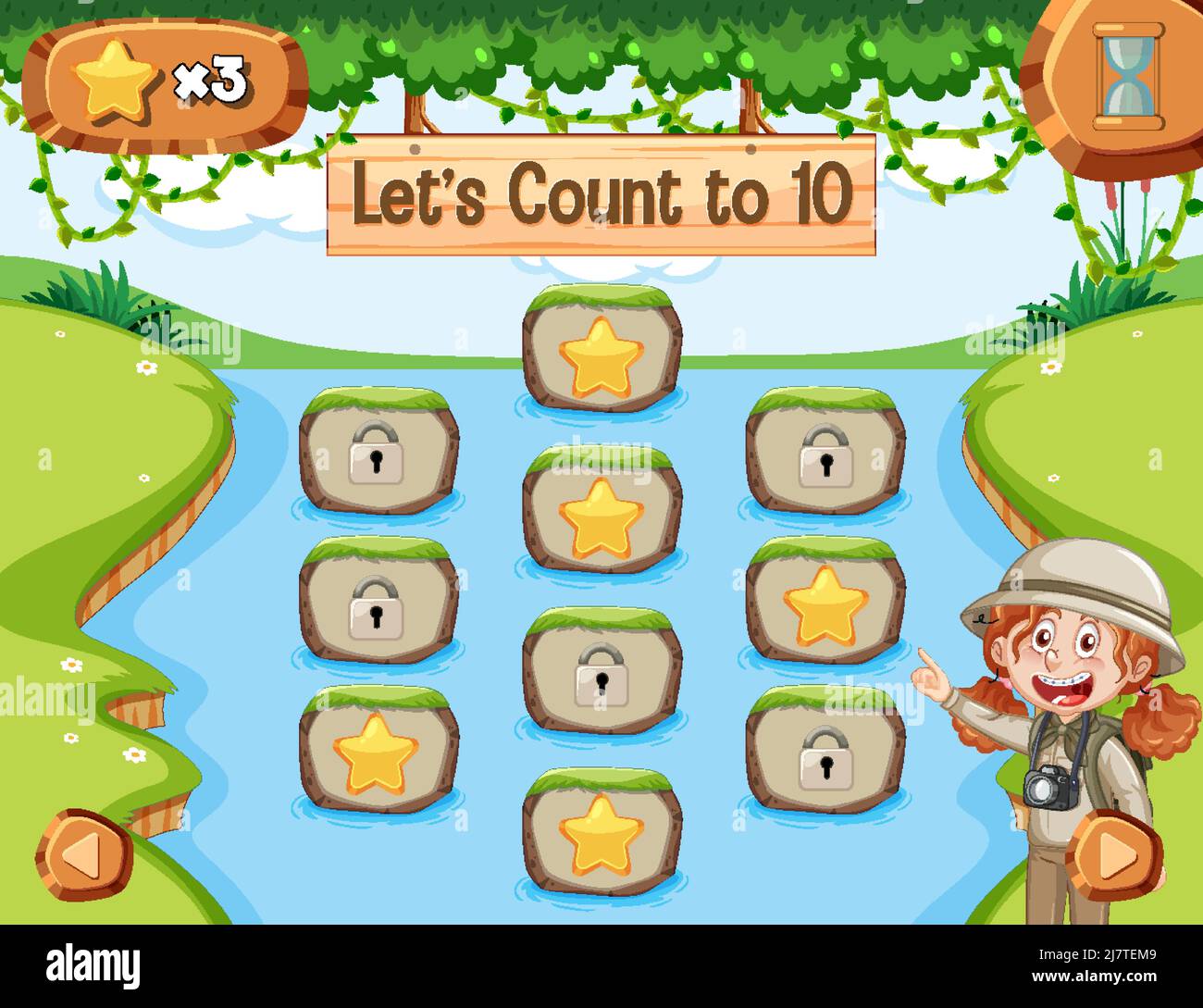 Game background template with stars and locks illustration Stock Vector ...