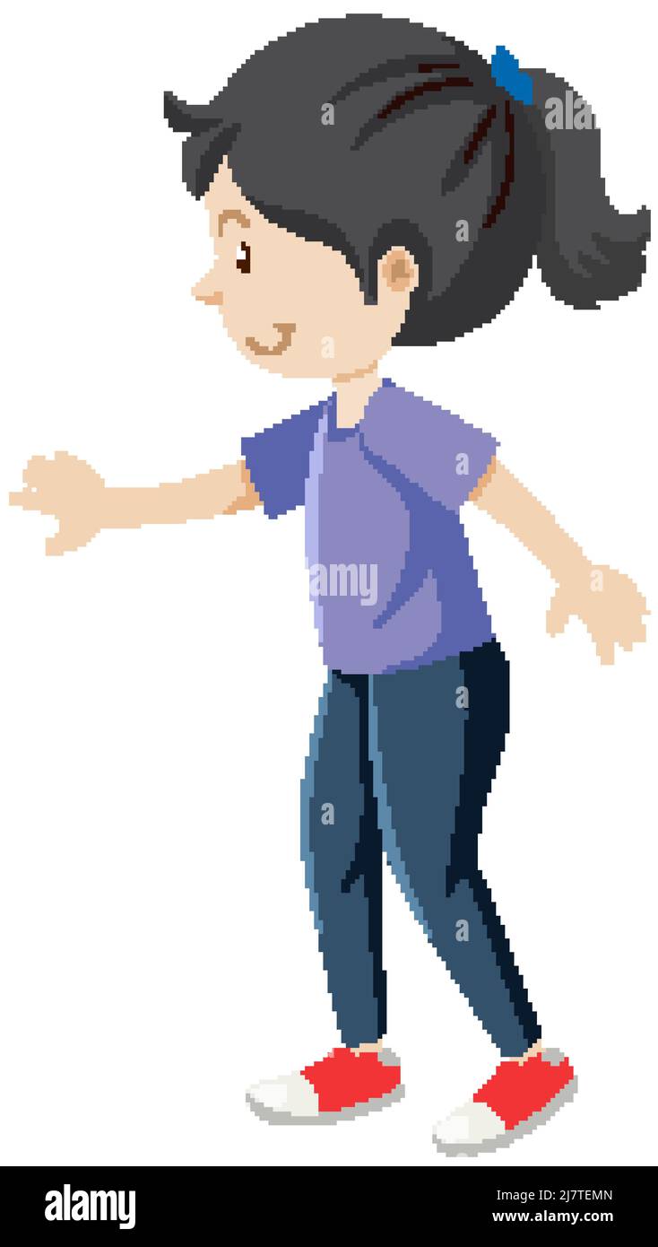 Active girl simple cartoon character illustration Stock Vector Image ...