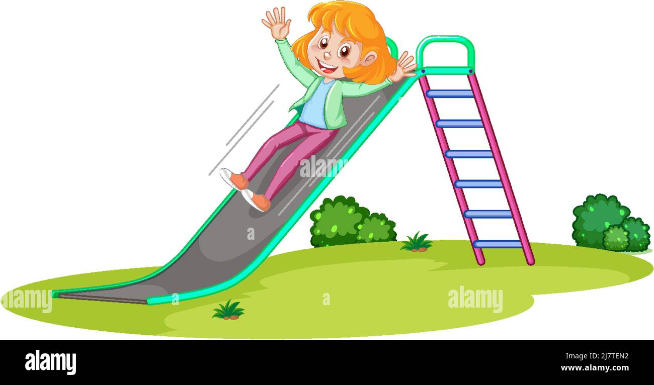 A girl sliding down a slide illustration Stock Vector Image & Art - Alamy