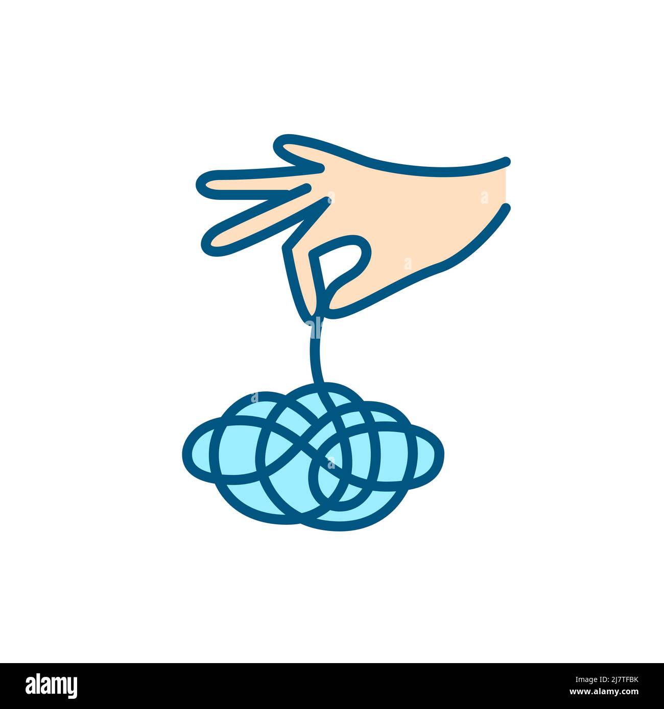 Untangling a messy knot. Metaphor of psychotherapy process. Pixel ...