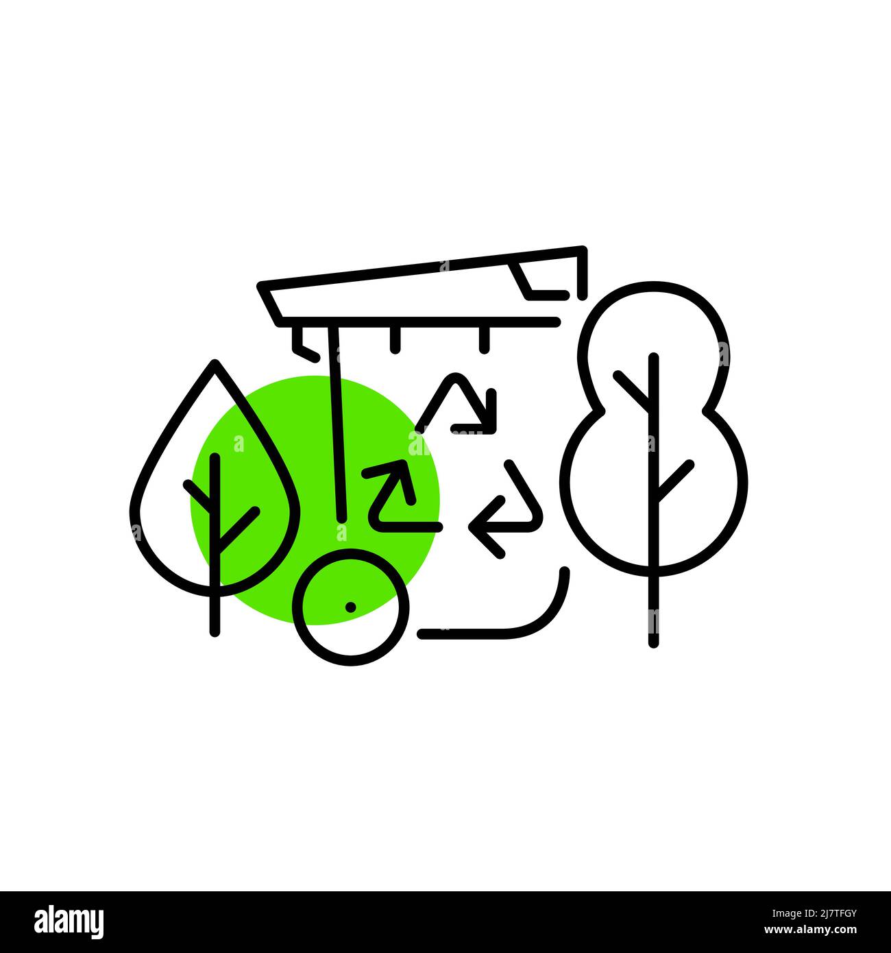 Smart waste management. Garbage container with recycling symbol and ...