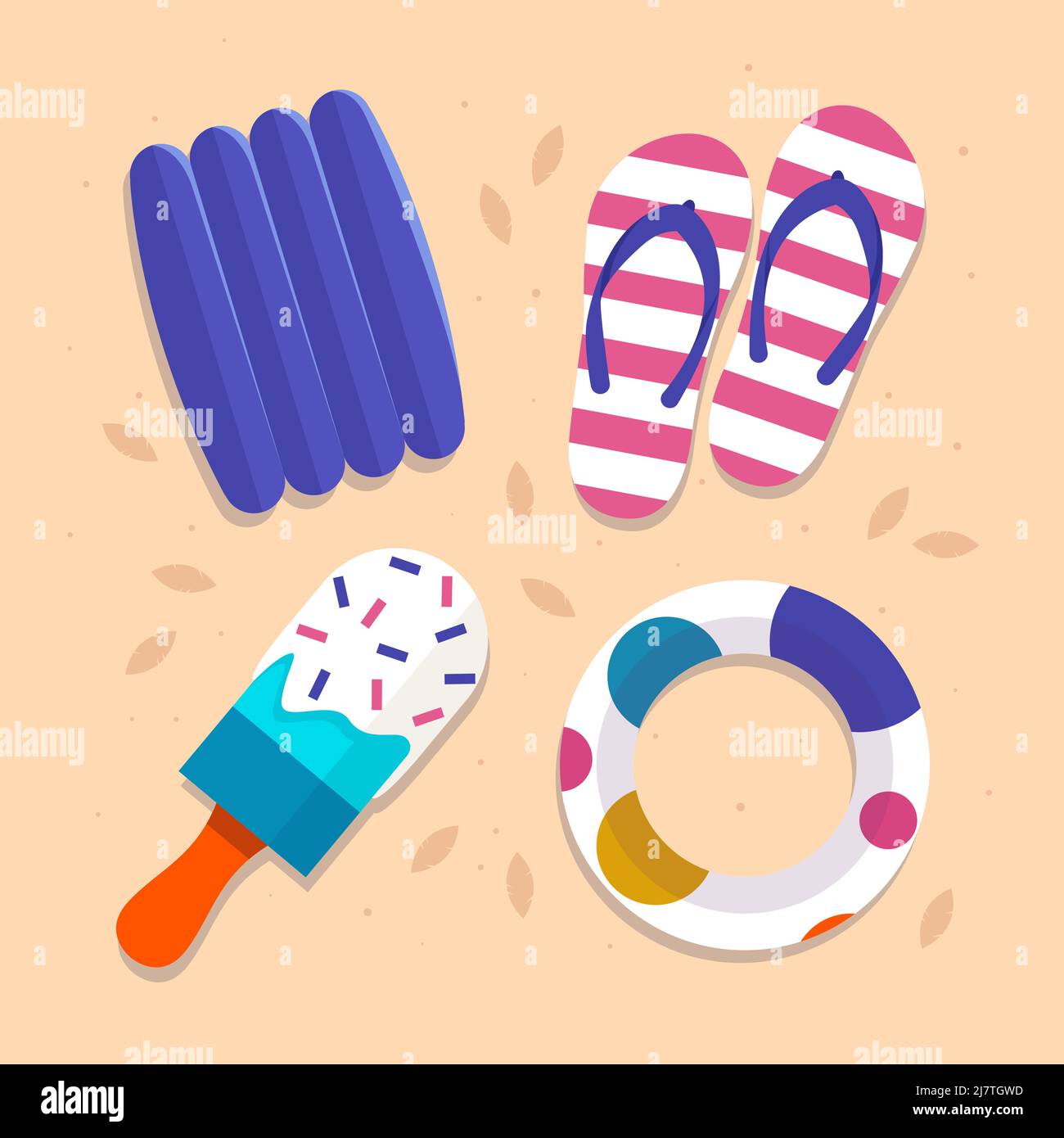 Flat summer elements set Vector illustration Stock Vector Image & Art - Alamy