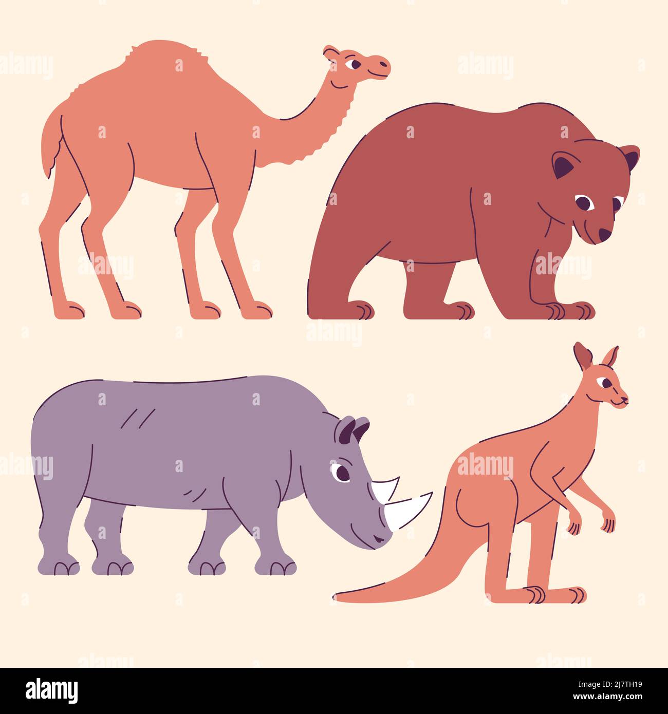 Hand drawn wild animals set Vector illustration Stock Vector Image ...