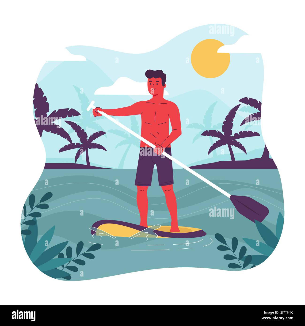Female with paddleboard Stock Vector Images - Alamy