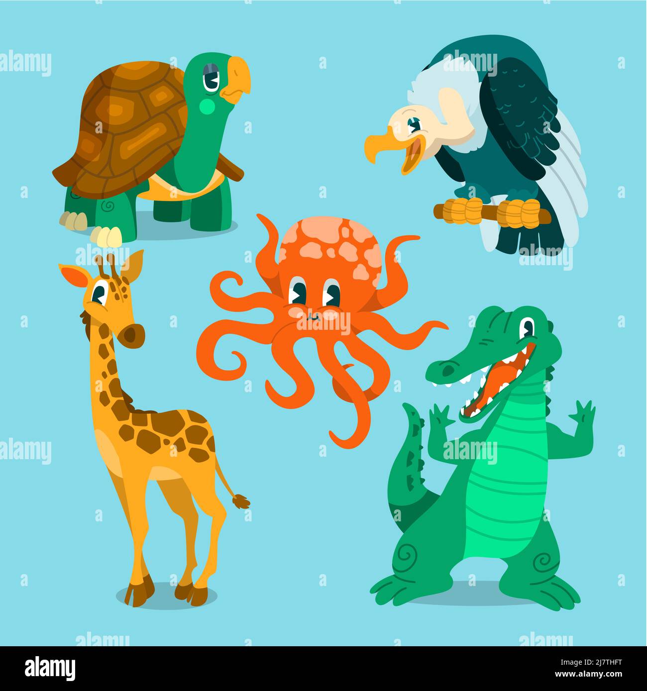 Hand drawn wild animals set Vector illustration Stock Vector Image ...