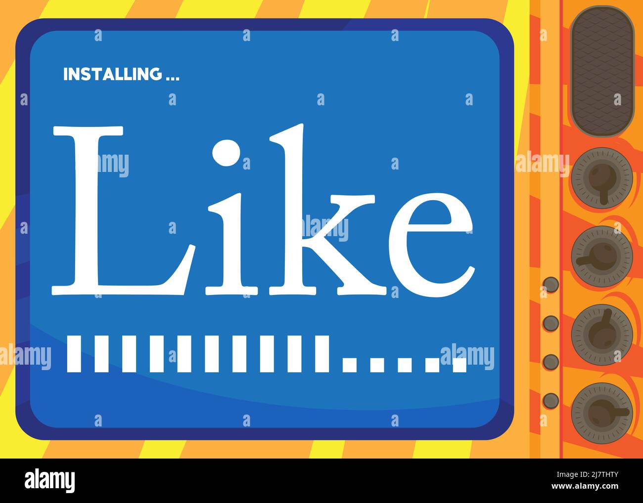 Cartoon Computer With the word Like. Message of a screen displaying an ...