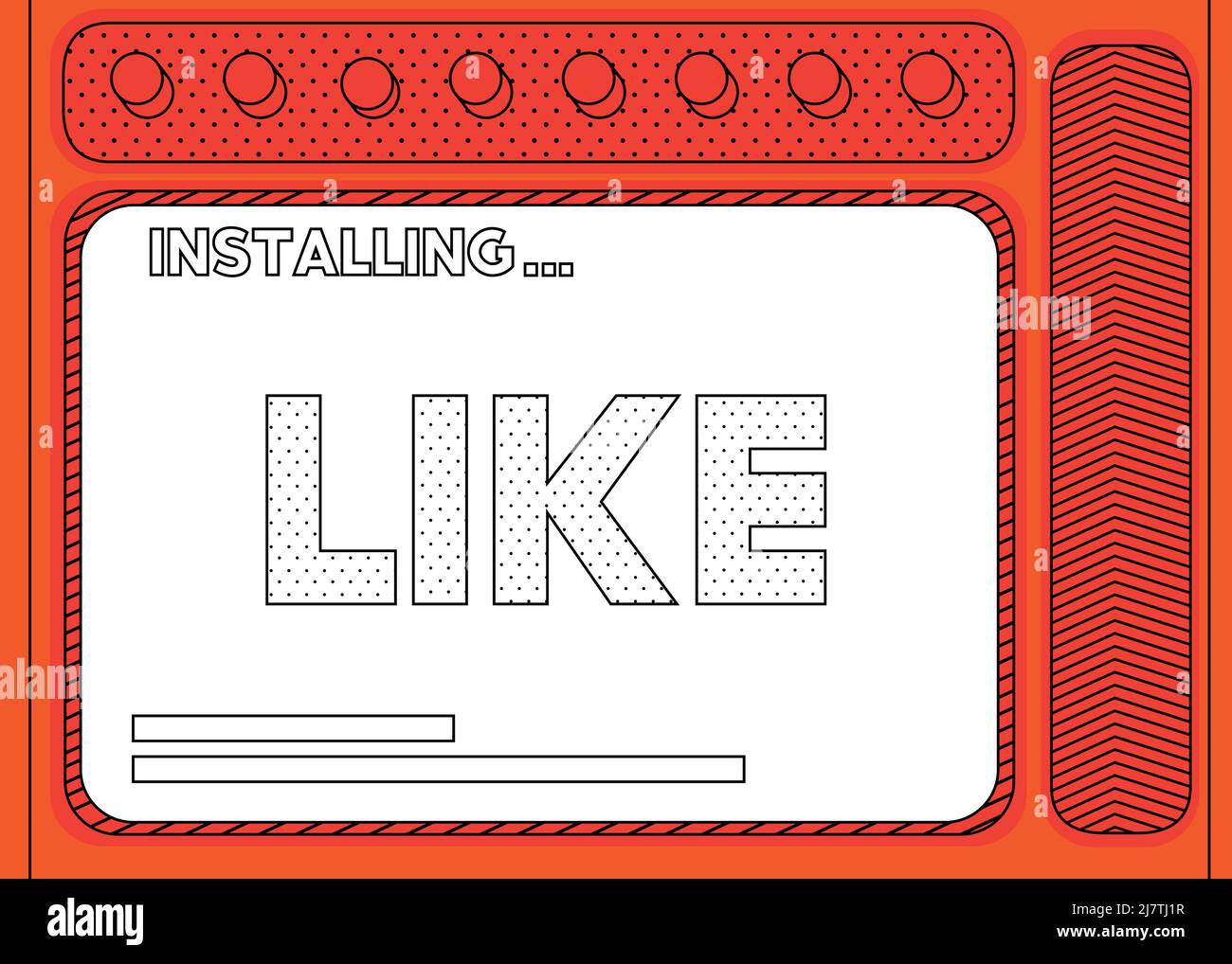 Cartoon Computer With the word Like. Message of a screen displaying an ...