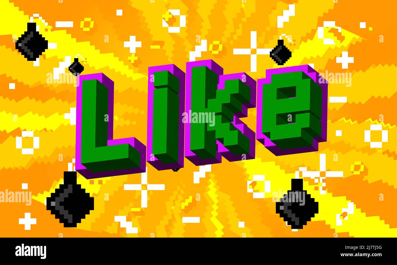 Like pixelated word with geometric graphic background. Vector cartoon ...