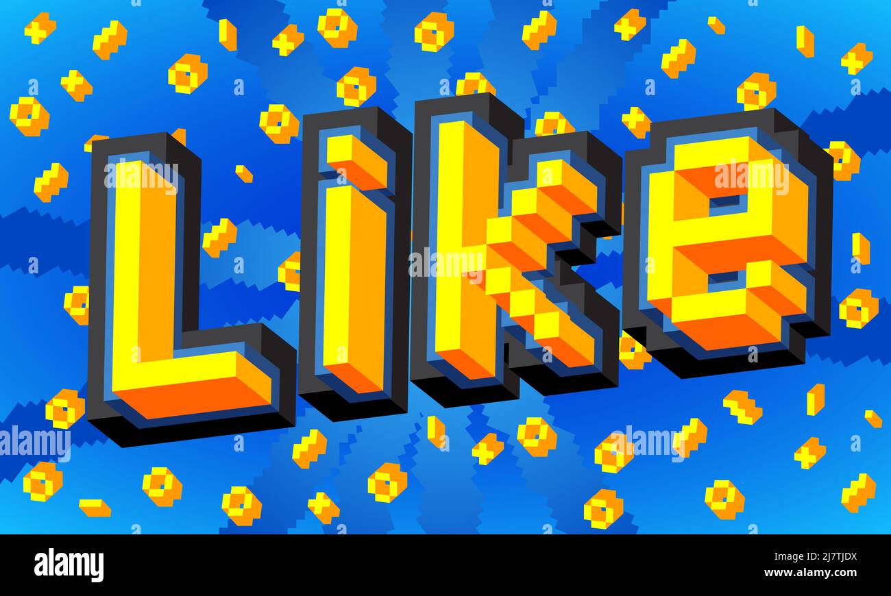 Like pixelated word with geometric graphic background. Vector cartoon ...