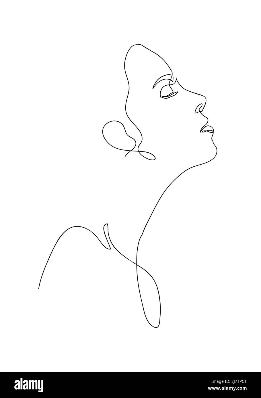Continuous Line Naked Woman Or One Line Drawing On White Isolated