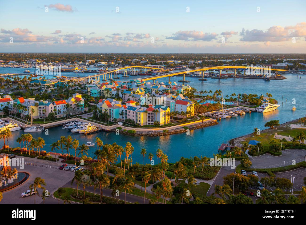 Harborside Villas aerial view at Nassau Harbour with Nassau downtown at ...