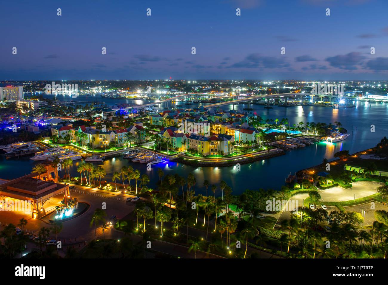 Harborside Villas aerial view at Nassau Harbour with Nassau downtown at ...