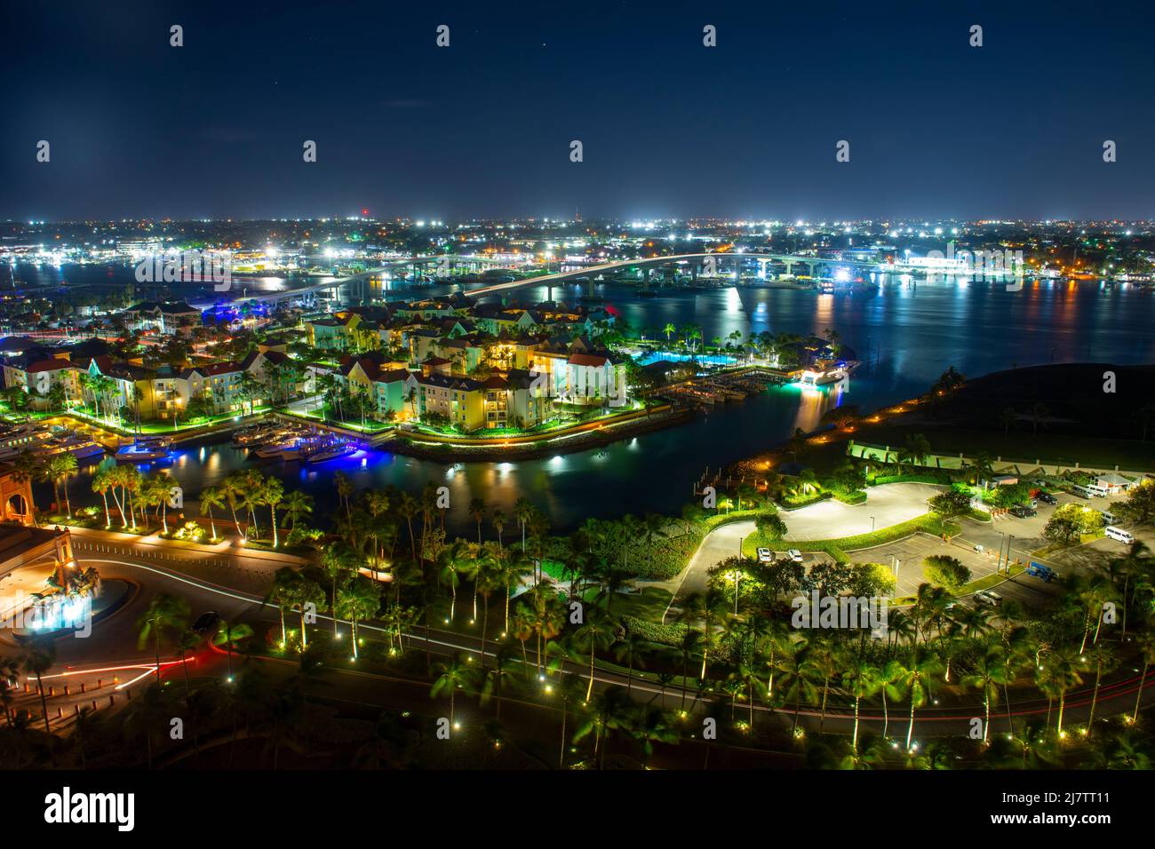 Harborside Villas aerial view at Nassau Harbour with Nassau downtown at ...