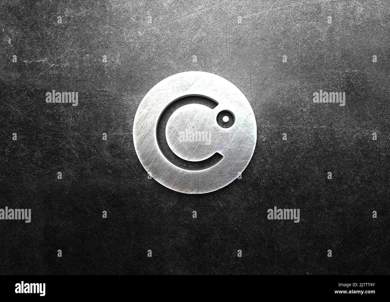 3D rendering cryptocurrency celsius coin on colorful background ...