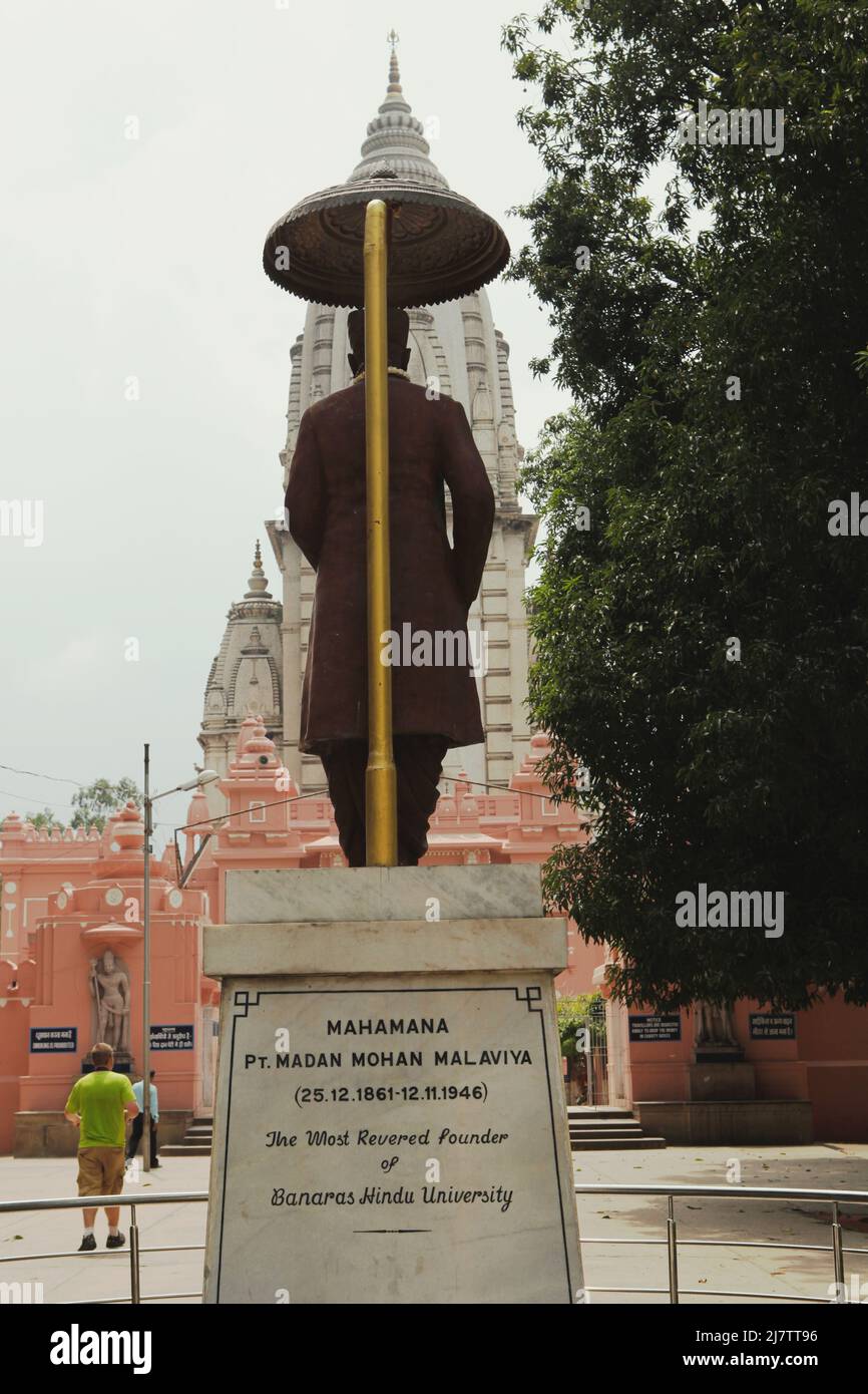 Back view of the statue of Madan Mohan Malaviya (Mahamana)—co-founder ...