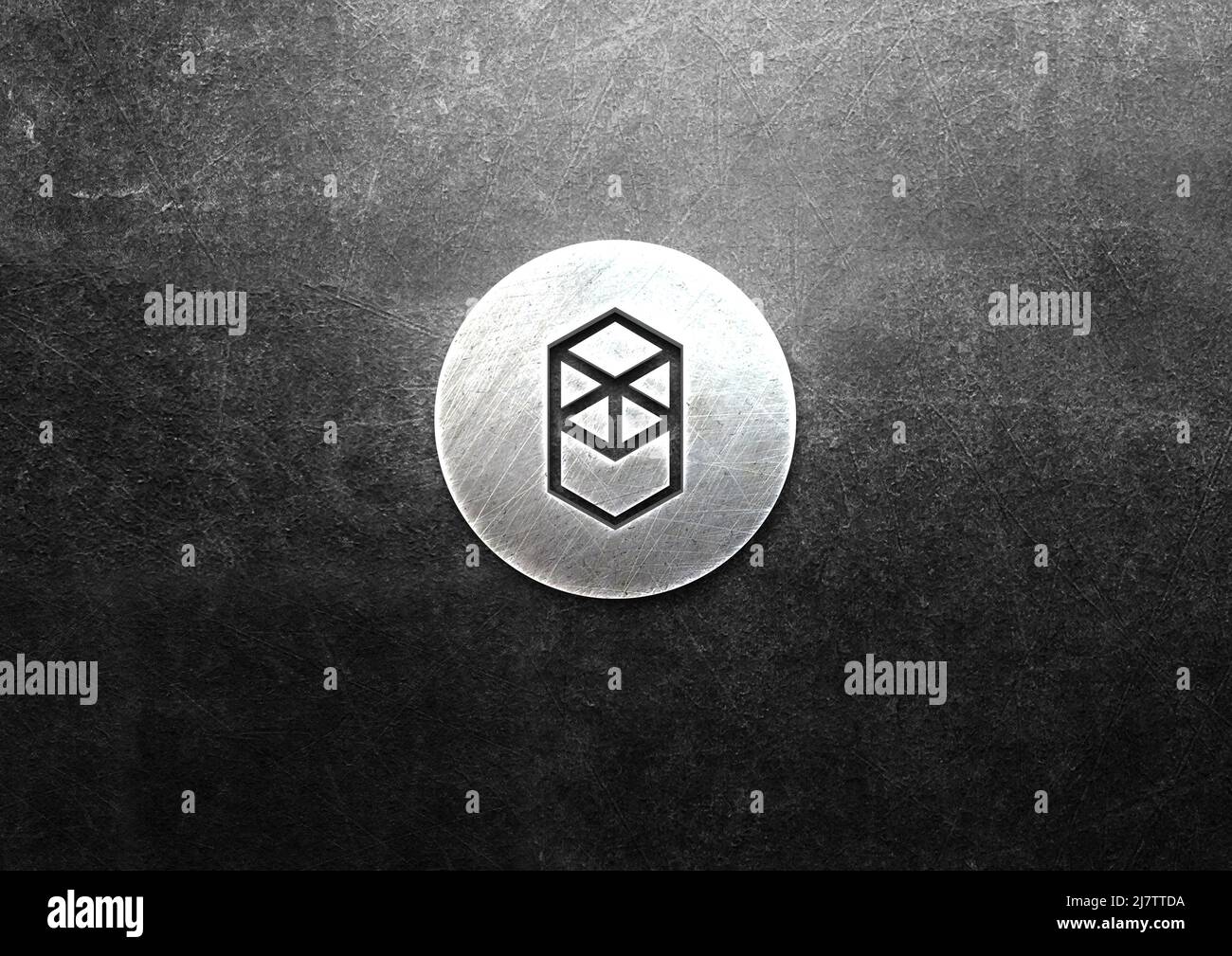 3D rendering cryptocurrency fantom coin on colorful background ...