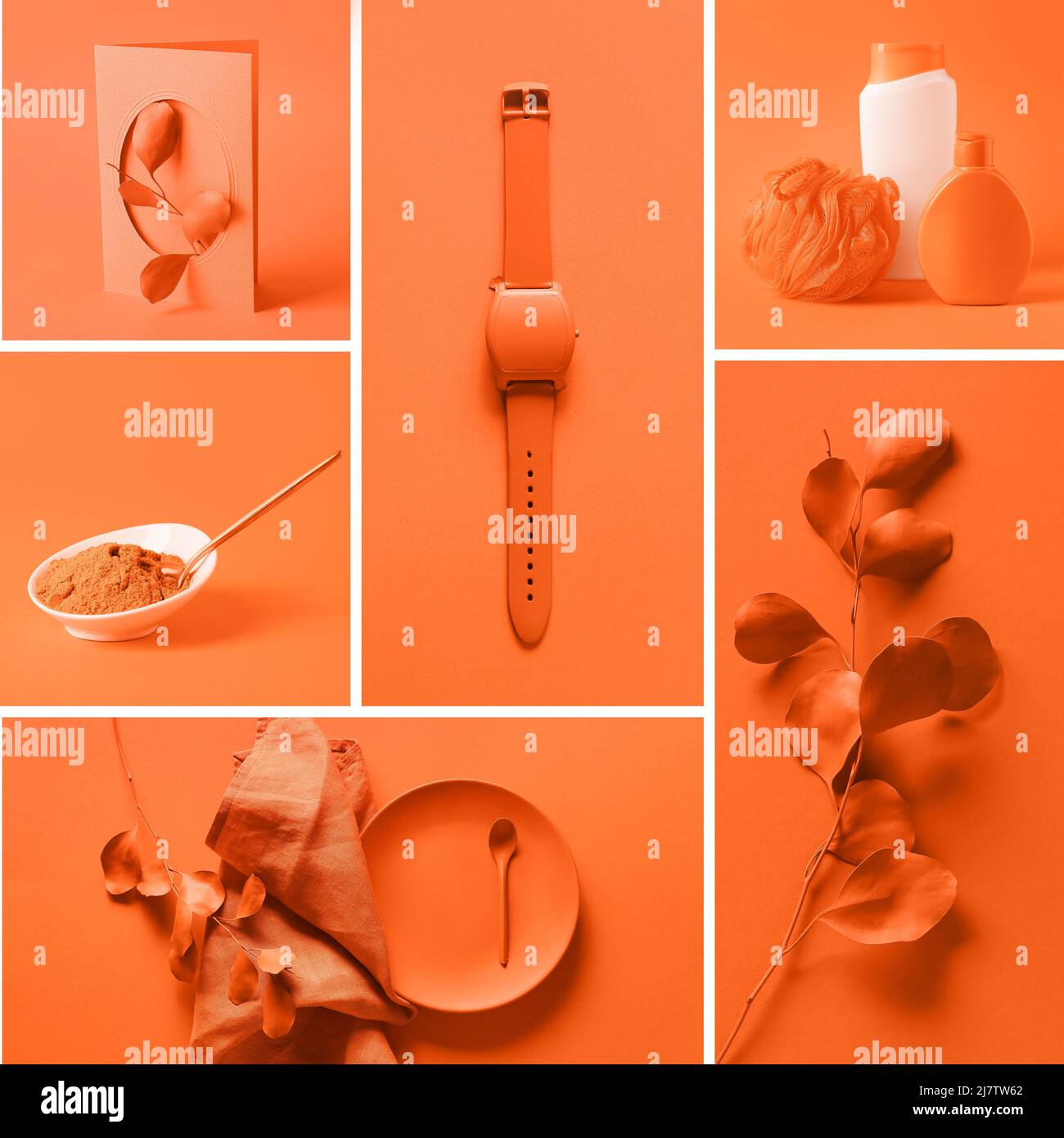 Collage of photos in orange colors Stock Photo - Alamy