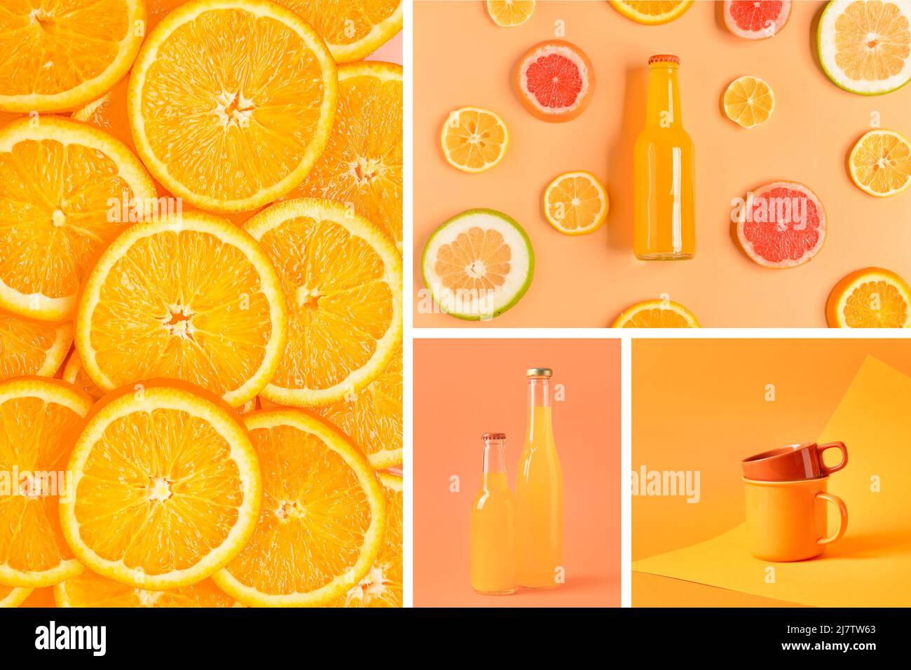 Collage of photos in orange colors Stock Photo - Alamy