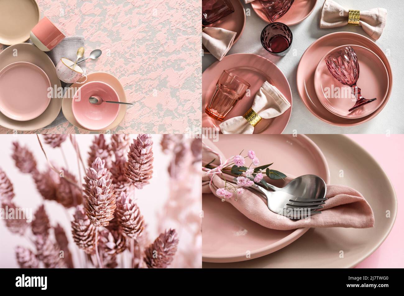 Collage of photos in pink colors Stock Photo - Alamy