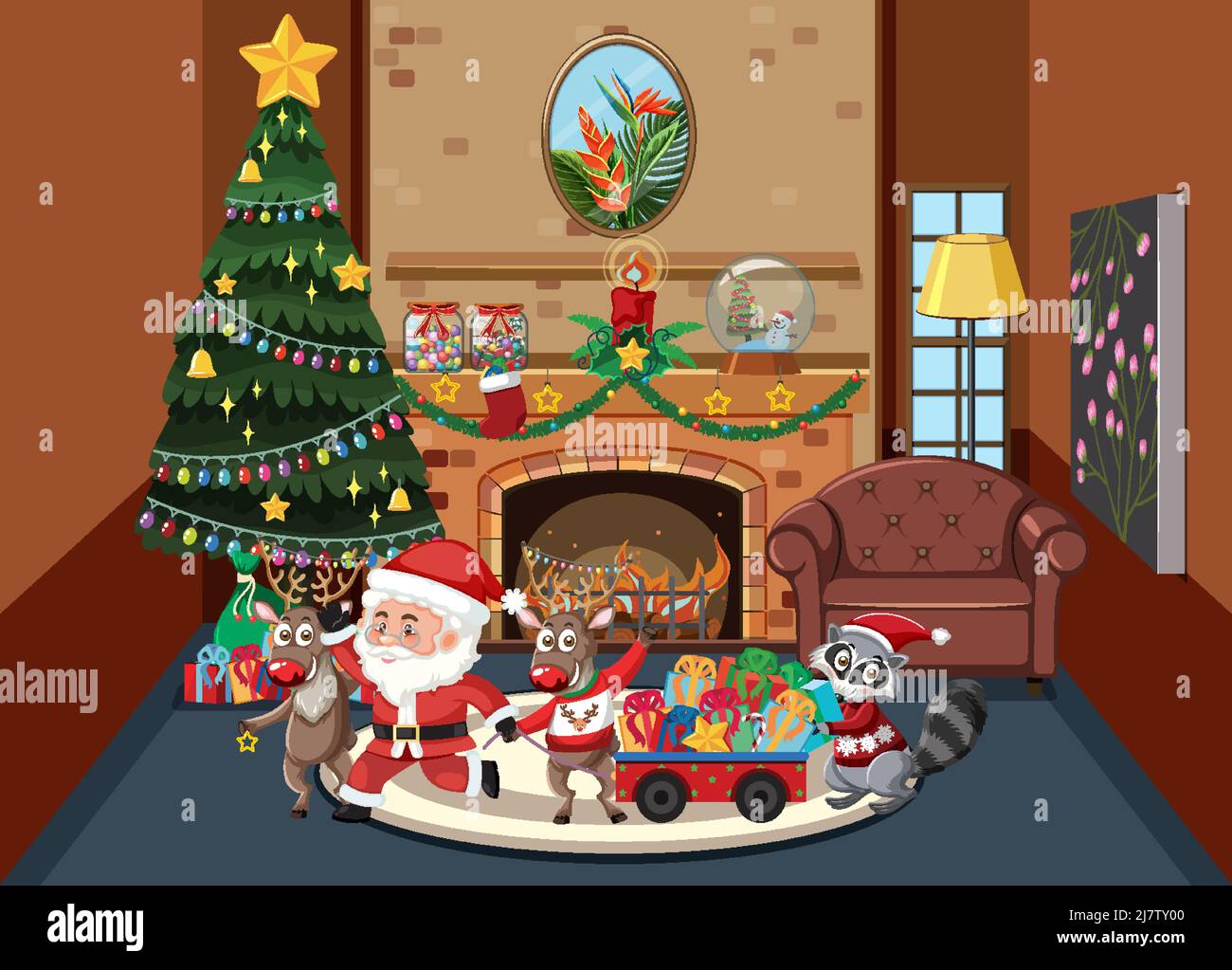 Christmas holidays with Santa and presents illustration Stock Vector ...