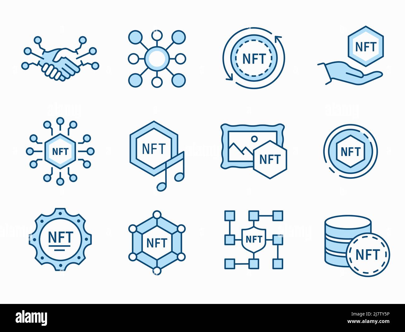 NFT icon set. Collection of token, digital business, currency and more ...