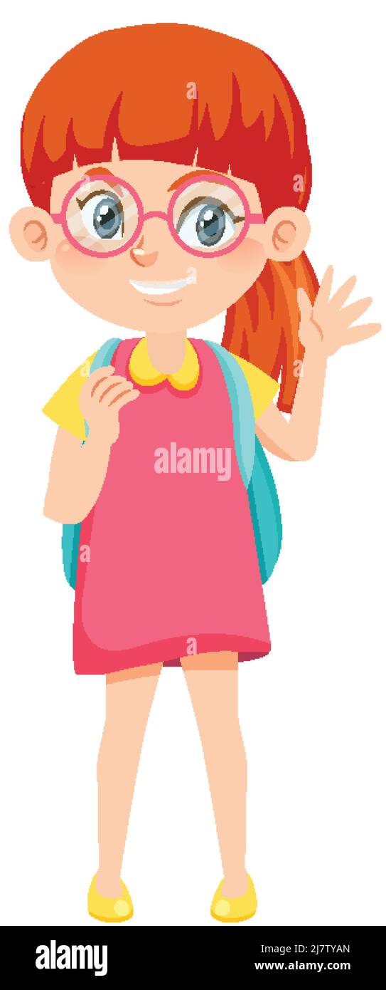 Female student cartoon character with backpack illustration Stock ...