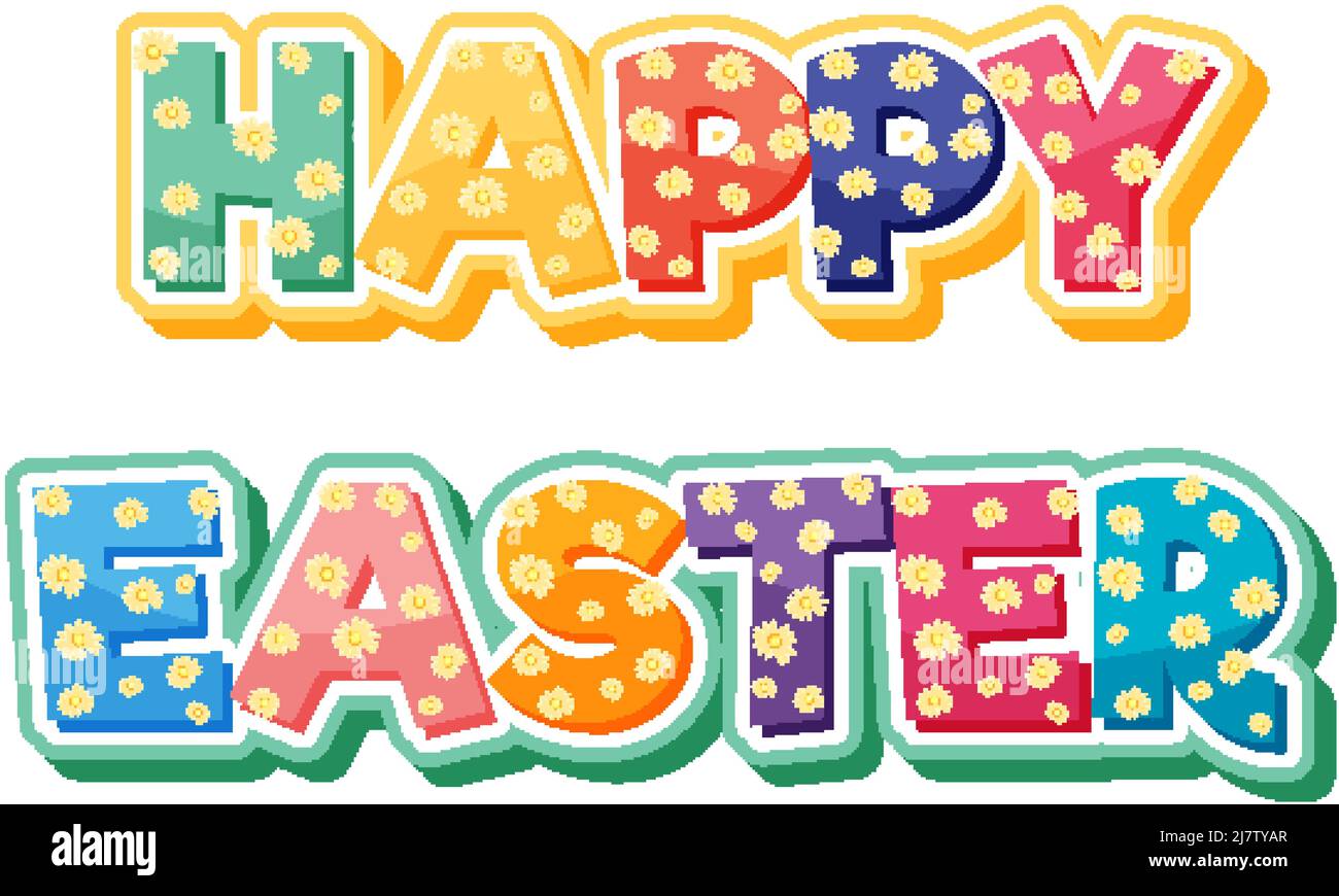 Happy Easter egg font design with flowers illustration Stock Vector ...