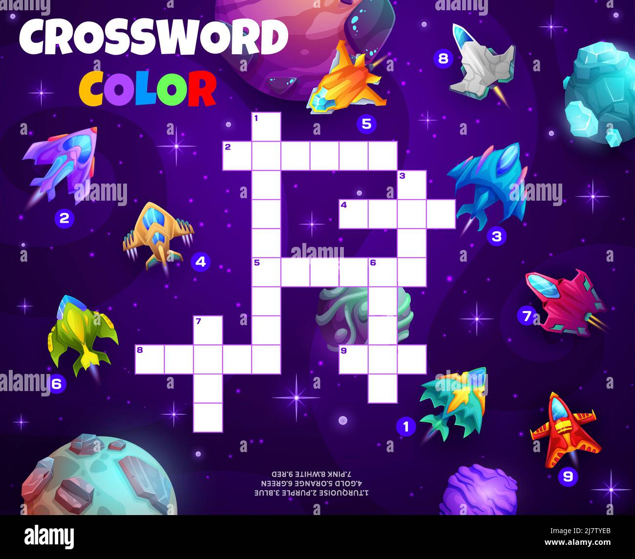 Space planets, spacecrafts and starships crossword grid, find a word ...