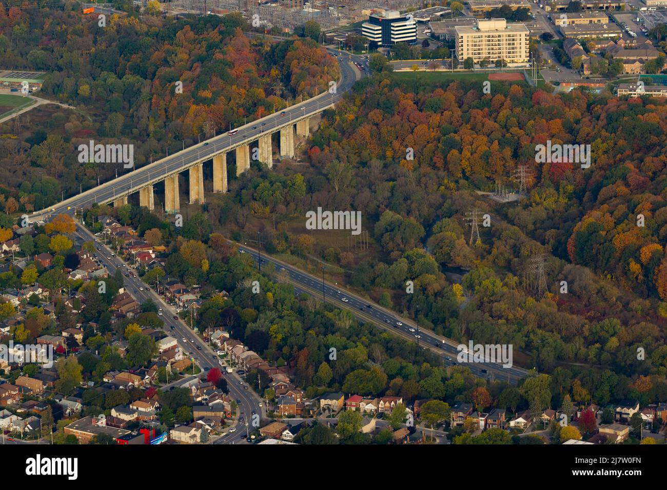 The Prince Edward Viaduct in Toronto, Ontario, during a sunny day at ...