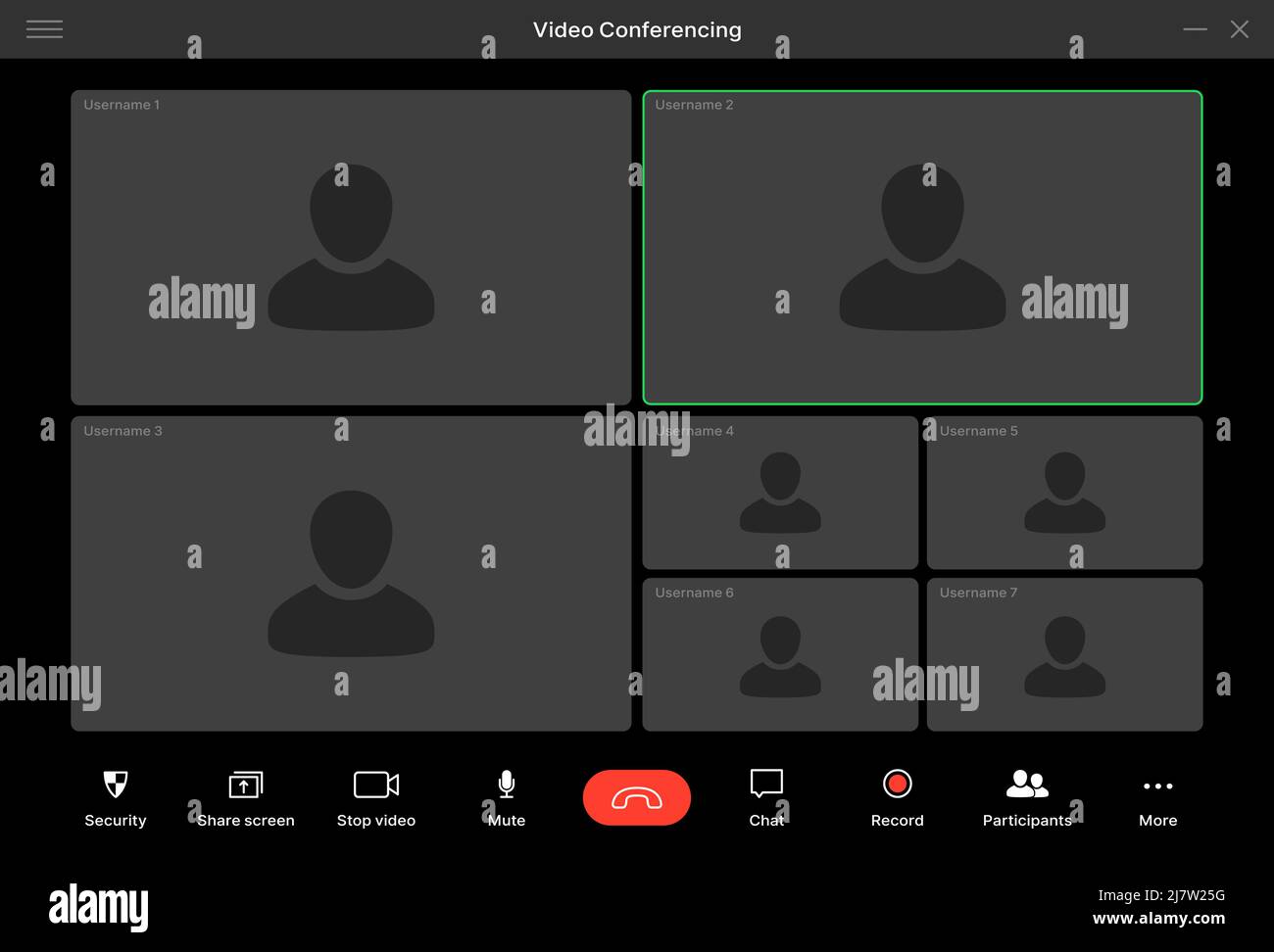 Videocall interface. Vector online conference screen template, video ...