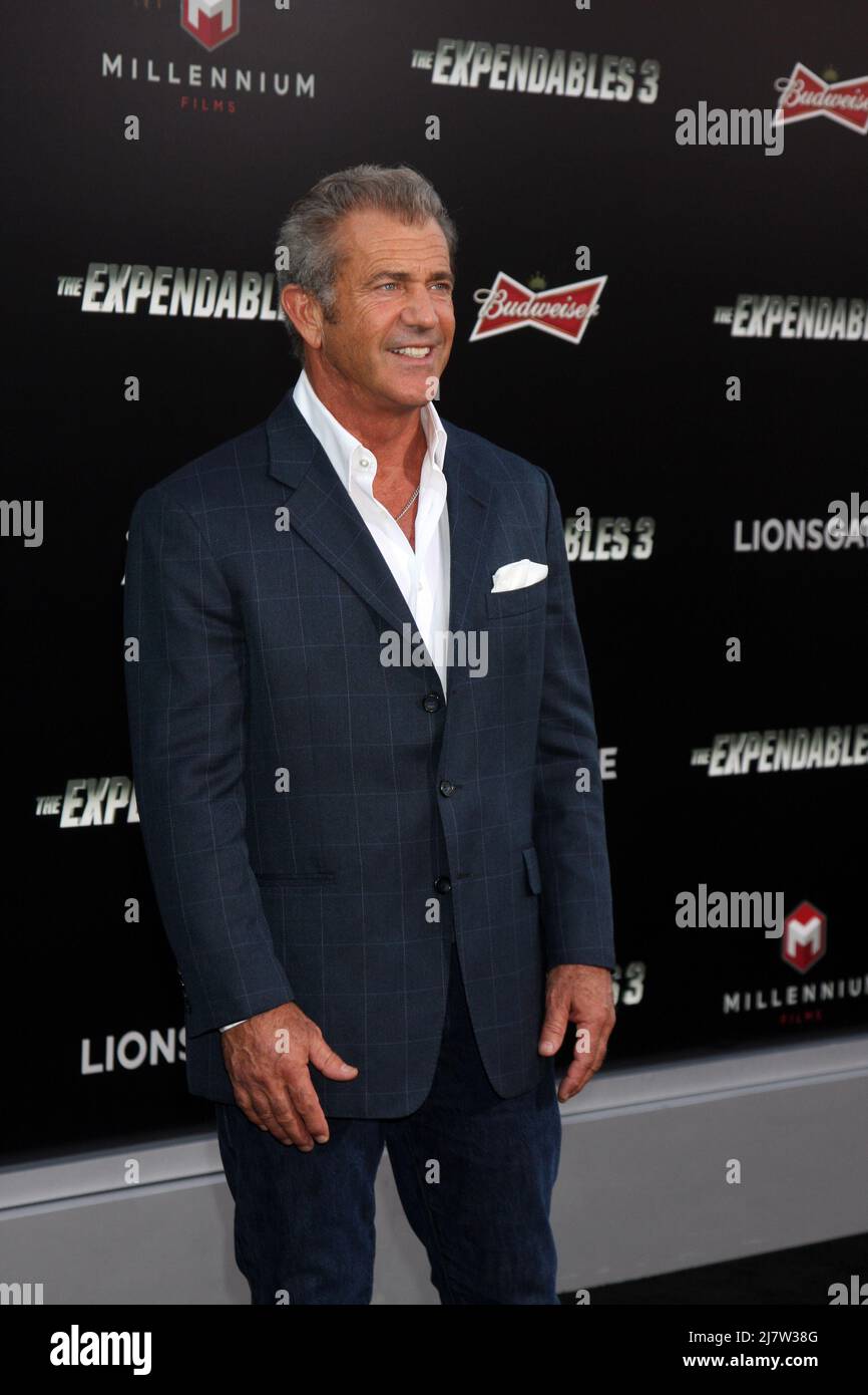 LOS ANGELES - AUG 11: Mel Gibson at the "Expendables 3" Premiere at TCL ...