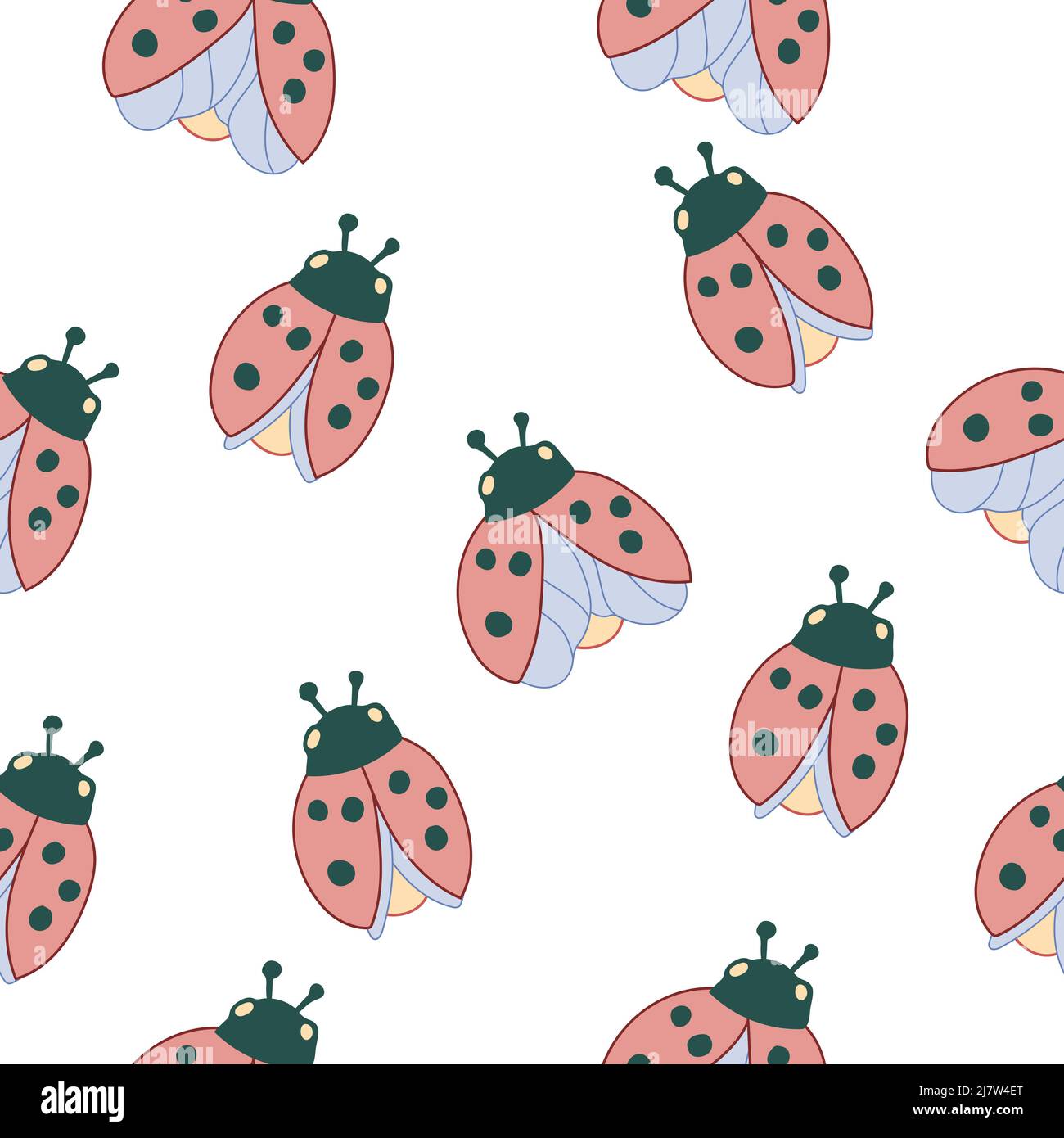 Ladybug seamless pattern for kids clothing and nursery, vector ...