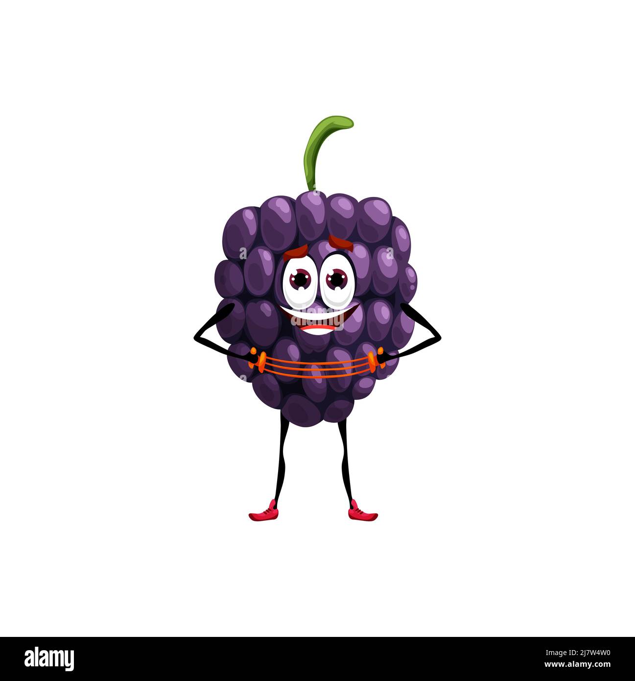 Cartoon blackberry with expander. Funny vector sportsman berry ...