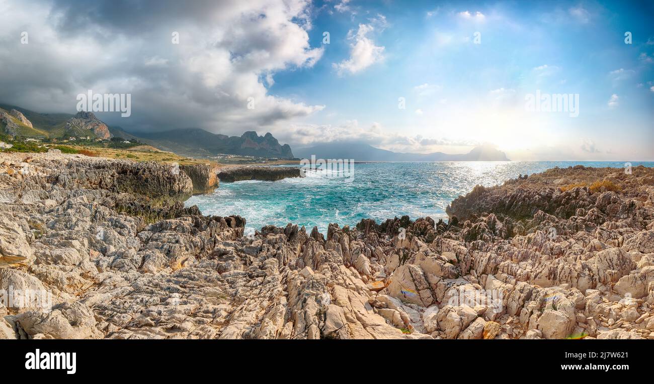 Stunning seascape of Isolidda Beach near San Vito cape. Popular travel ...