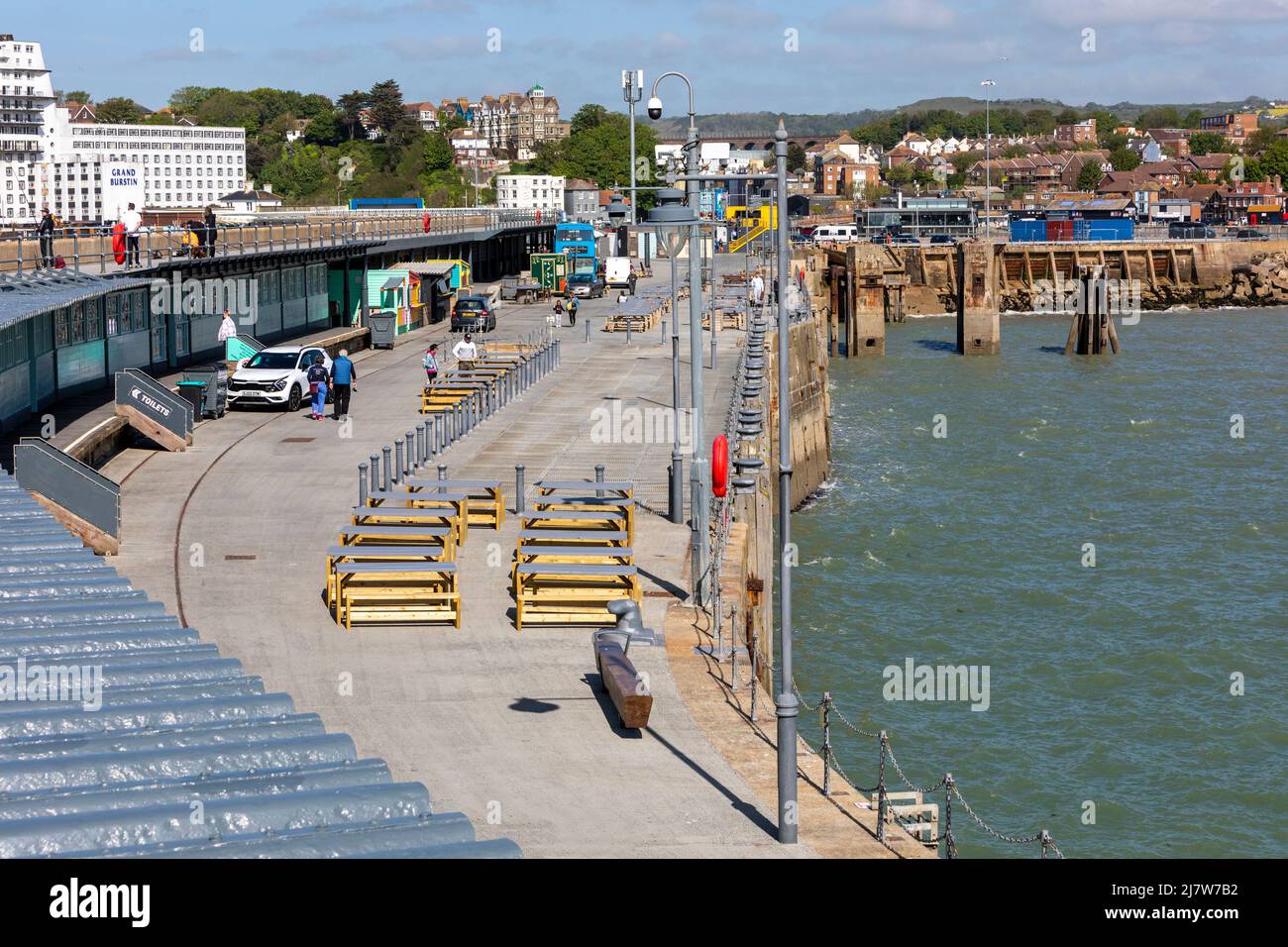 An almost deserted Folkestone harbour Arm Stock Photo - Alamy